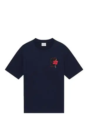 Drole De Monsieur Hibiscus Pocket T-shirt Navy