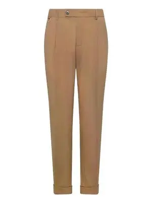 LOW BRAND Pressed-crease Turn-up Trousers - Neutrals