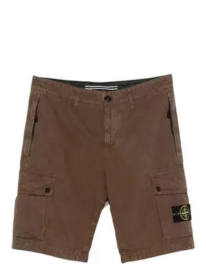 Stone Island Cargo Shorts With Compass Motif - Brown