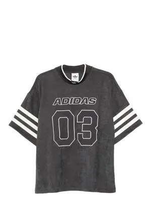 Adidas Ribbed Logo-print T-shirt - Grey
