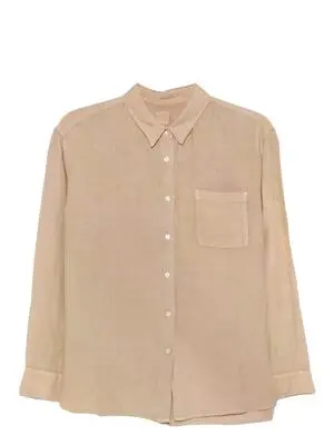 120% Lino Chest-pocket Linen Shirt - Brown