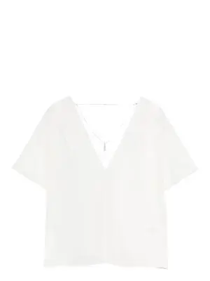 Patrizia Pepe Jewel-detail V-neck Blouse - White