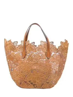 Ermanno Scervino Floral-Lace Tote Bag Neutrals
