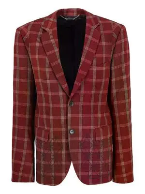 John Richmond Checked Embroidered Blazer - Red