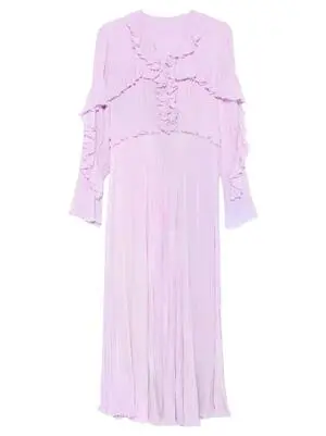 Alberta Ferretti Ruffled Pleated Maxi Dress - Purple
