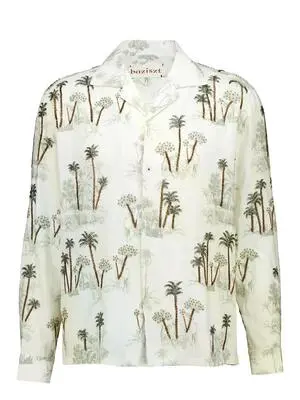 BAZISZT Rico Bead-embellished Palm-tree Shirt - Neutrals