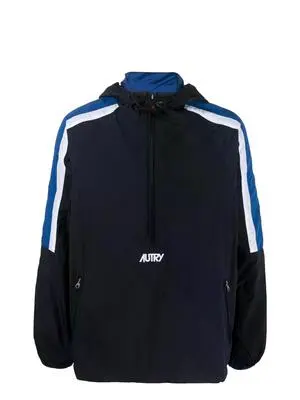 AUTRY Logo-embroidered Hooded Windbreaker - Blue