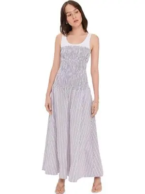 Cinq À Sept Sophie Stripe Maggy Dress - Strawberry Cream/blue
