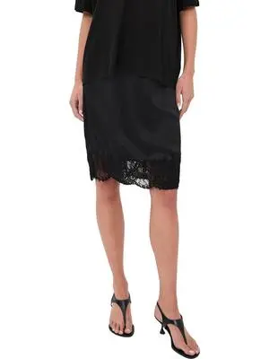 CO Lace Trim Silk Slip Skirt