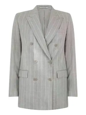Tagliatore Double-Breasted Pinstripe Blazer Grey