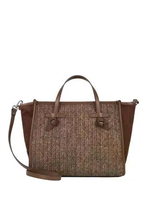 GIANNI CHIARINI Miss Marcella Woven Suede-panel Tote Bag - Brown