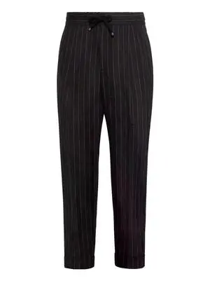Brunello Cucinelli Brunello Cucinelli Striped Linen Trousers Black