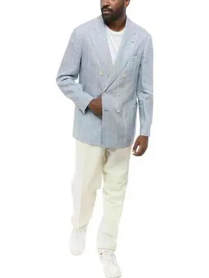 Brunello Cucinelli Pinstripe Double-breasted Blazer - Blue
