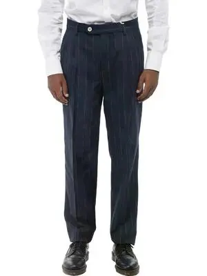 Brunello Cucinelli Pinstripe Pleated Trousers - Blue