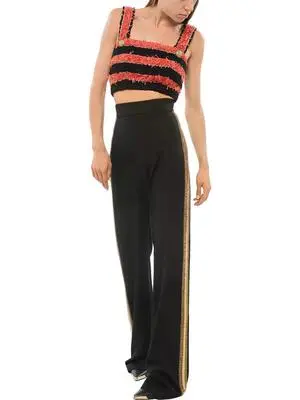 Balmain Striped-pattern Tweed Top - Black