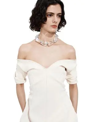 Bottega Veneta Double Crepe Midi Dress - Chalk
