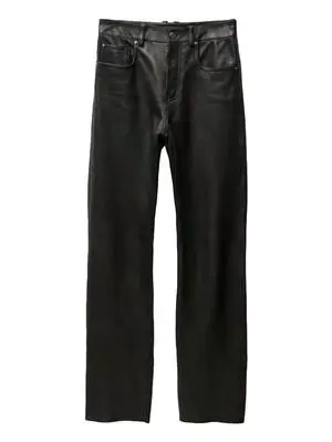 Versace Straight Leg Leather Trousers - Black
