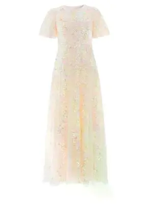 NEEDLE & THREAD Needle & Thread Confetti Round-Neck Maxi Dress Neutrals