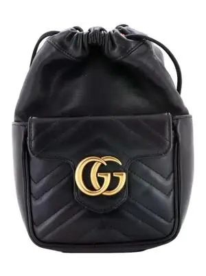 Gucci Gg Marmont Matelasse Leather Mini Bucket Bag - Black