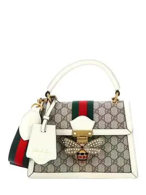 Gucci Queen Margaret Top Handle Gg Coated Canvas Small Satchel - Brown