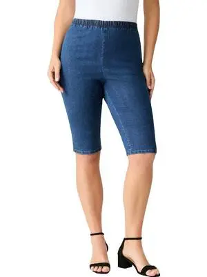 ROAMAN'S Roaman's Comfort Stretch Bermuda Jean Shorts Medium Stonewash