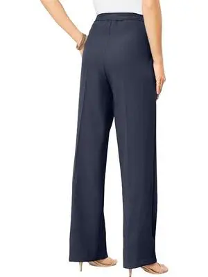 Roaman's Wide Leg Bend Over® Pant - Navy