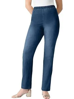 Roaman's Comfort Stretch Straight Leg Jean - Medium Stonewash Sanded