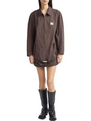 MAGLIANO Long Sleeve Cotton Twill Minidress - Brown