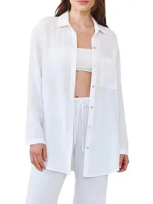 Bella Dahl Relaxed Fit Semisheer Cotton Blend Tunic - White