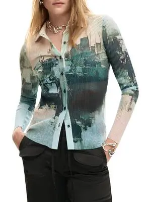 Desigual Ribbed Button-up Shirt - Gray