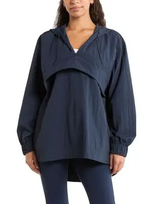 Zella Travel Lite Windbreaker Hooded Anorak - Navy Sapphire