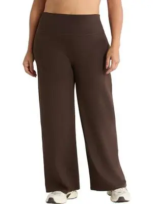 Zella High Waist Straight Leg Pants - Brown Mole
