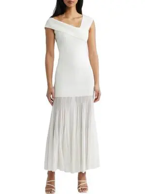 Line & Dot Rowan One-shoulder Knit Maxi Dress - White