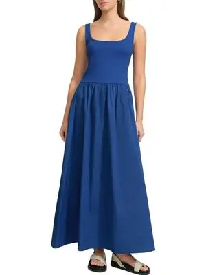 MARCELLA Clara Mixed Media A-line Dress - Cobalt
