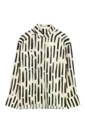 AKYN Robbie Brush Stroke Print Shirt - Neutrals
