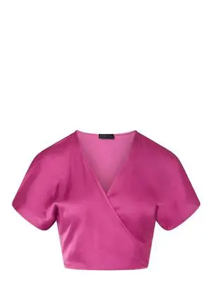 Liu Jo Satin Wrap-Cut Top Pink