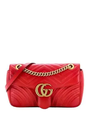 Gucci Gg Marmont Flap Bag Matelasse Leather Small - Red