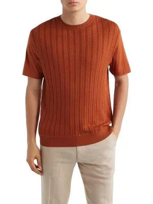 BOSS Tesar Textured Cotton & Silk T-shirt - Medium Brown