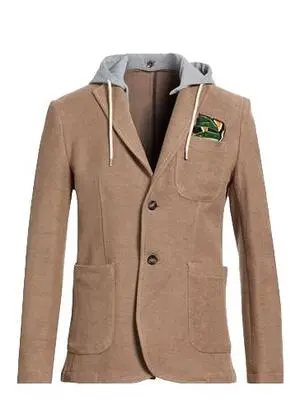 BERNA BERNA Sand Cotton French Terry Blazer With Brooch Detail