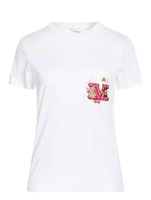 Max Mara T-shirt With Appliqués And Embroidery - White