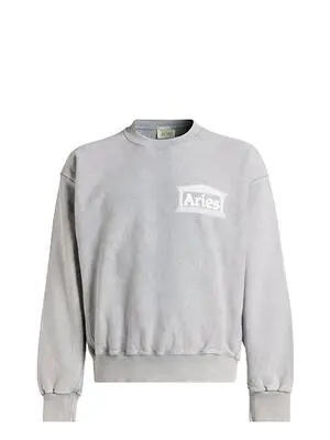 Aries Light Cotton Sweatshirt With Logo Grey