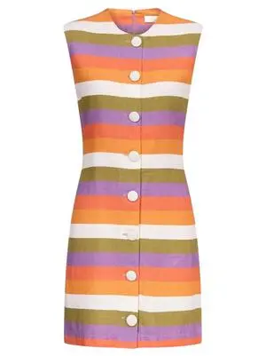DESTREE Striped Button Detailed Dress - Multi