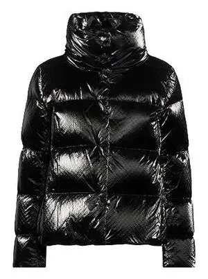 Herno Quilted Patent-Effect Puffer Jacket Black