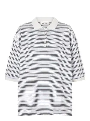 RÓHE Oversized Striped Polo Shirt - Blue