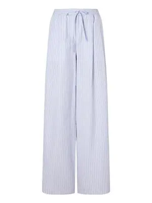 DOLCE & GABBANA Pleated Striped Cotton-Poplin Wide-Leg Pants