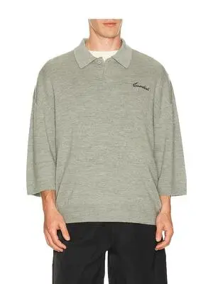 Fear Of God Signature 3/4 Sleeve 90's Knit Polo In Grey - Concrete Heather