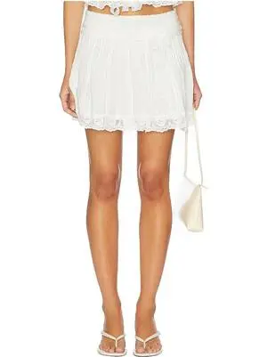 LoveShackFancy Solena Mini Skirt - White