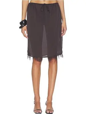 ST. AGNI Fine Lace Trimmed Slip Skirt - Bark