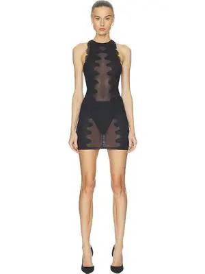 HAELO Wave Lace Mini Dress - Black