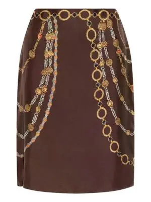 Versace Chain-print Medusa Head Skirt - Brown